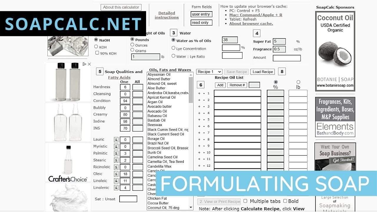 How To Use Soap Calc | Formulating Soap - YouTube