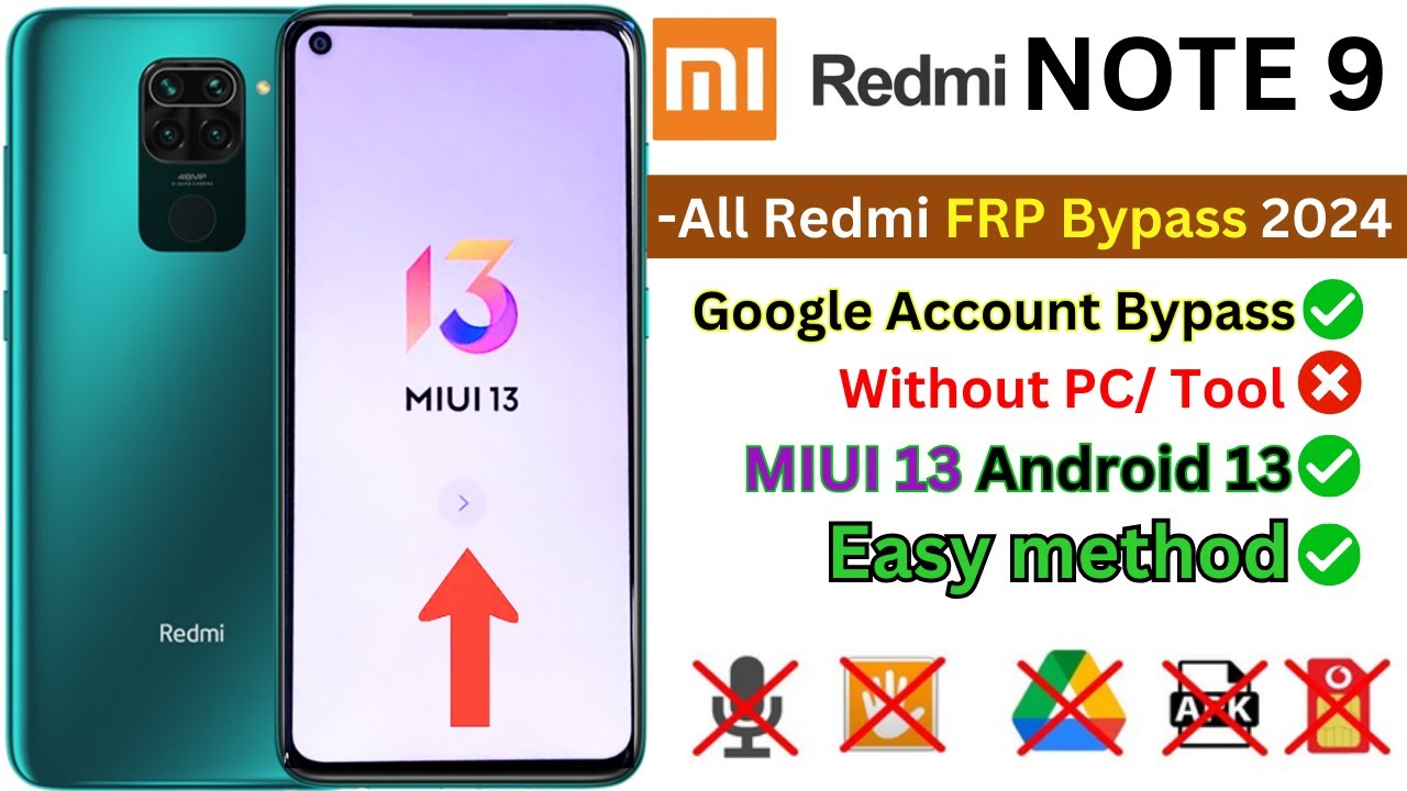 -New Trick Redmi Note 9 MIUI 13 FRP Bypass 2024 [Without PC] All Redmi ...
