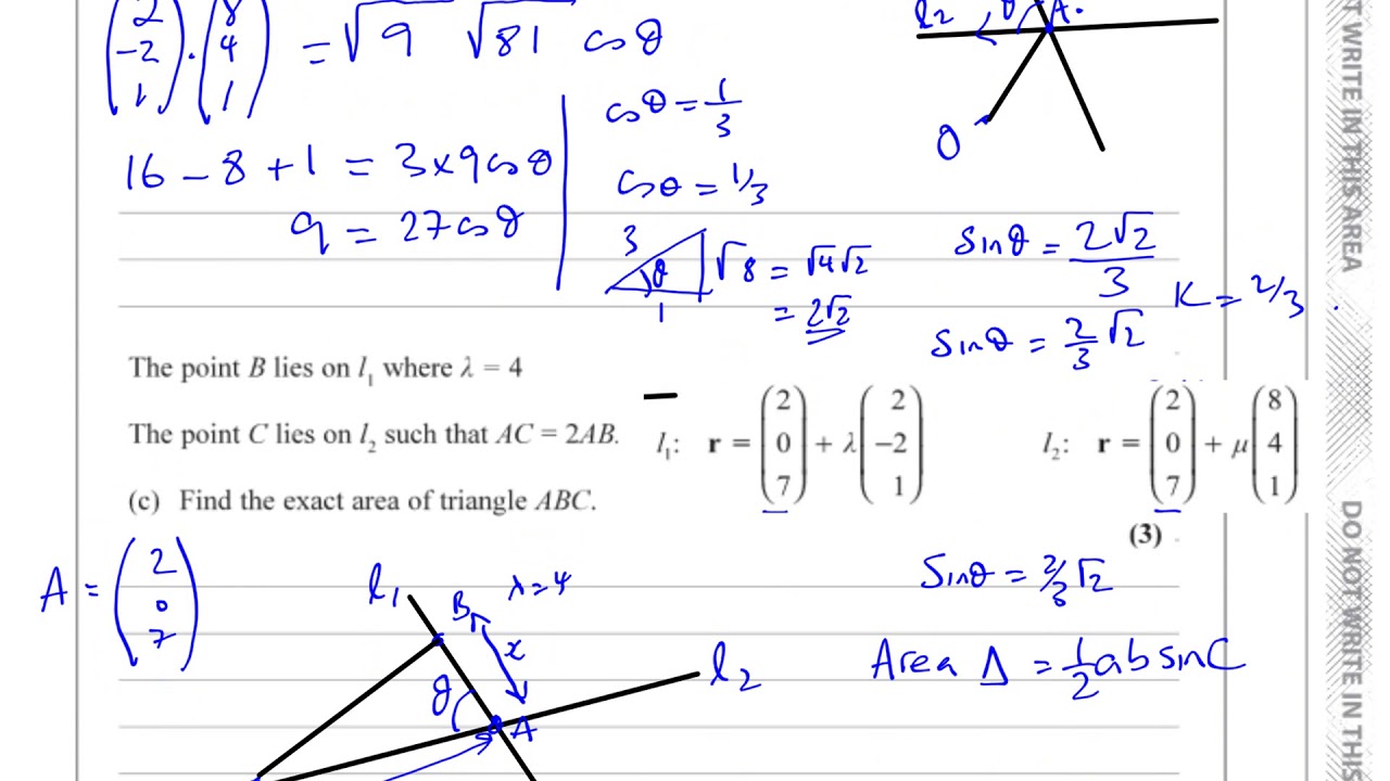 [10] EDEXCEL IAL C34 OCT 2017 Q12 Vectors - YouTube
