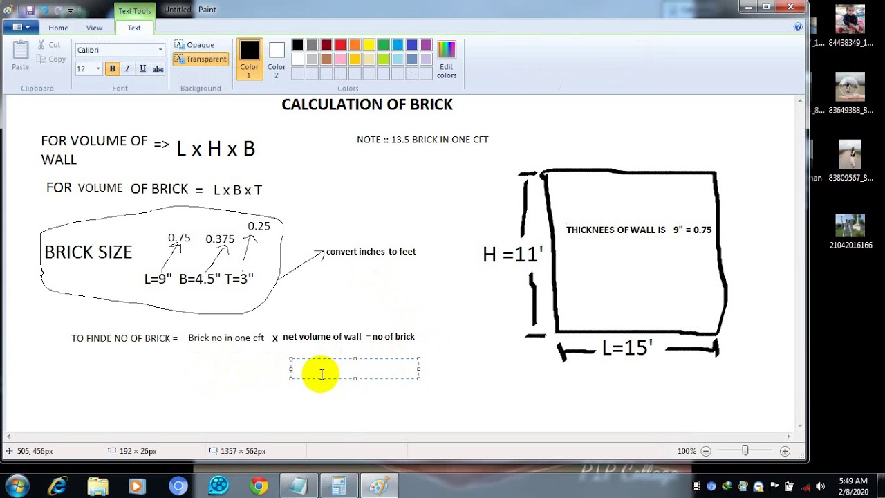 brick calculation in wall - YouTube
