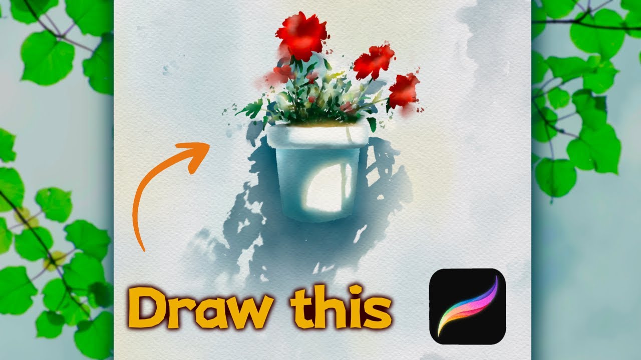 Let's draw potted flowers with Procreate｜Procreate watercolor tutorial ...