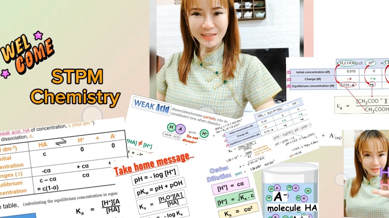 STPM Chemistry Term 1 A Level IGCSE pH of weak acids weak Base Ostwald ...