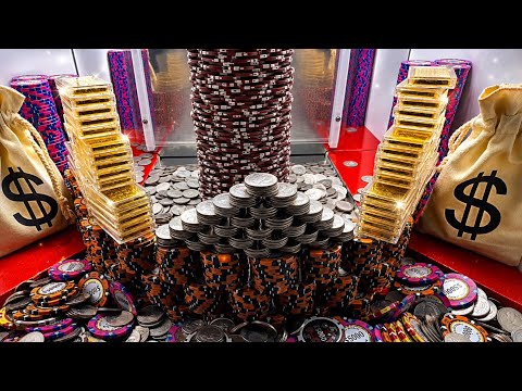 Massive tower falls over high limit coin pusher