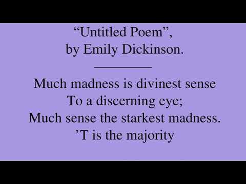 Poem by Emily Dickinson: “Much madness is divinest sense” - YouTube