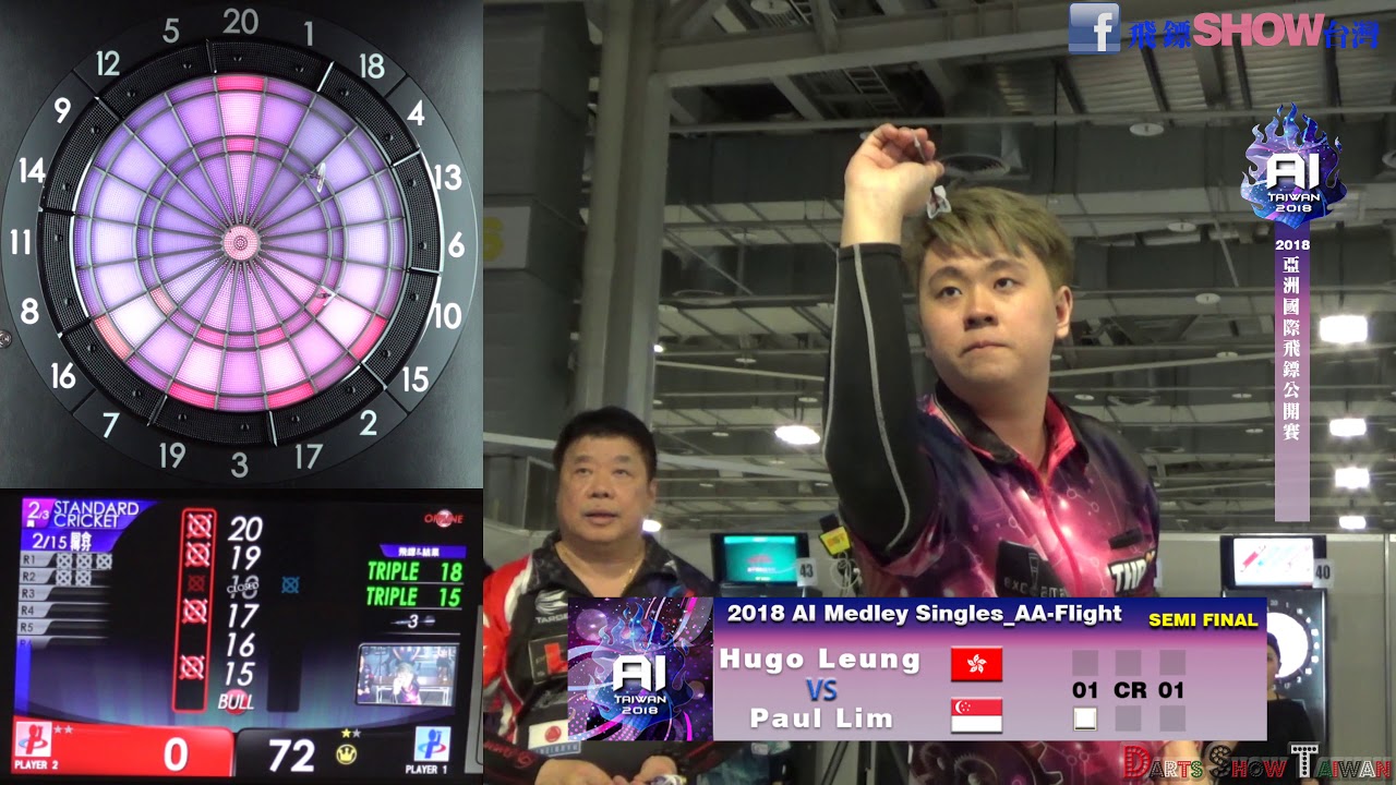 Hugo Leung VS Paul Lim2018 AI 亞洲國際飛鏢公開賽 Medley Singles AA Flight Semi ...