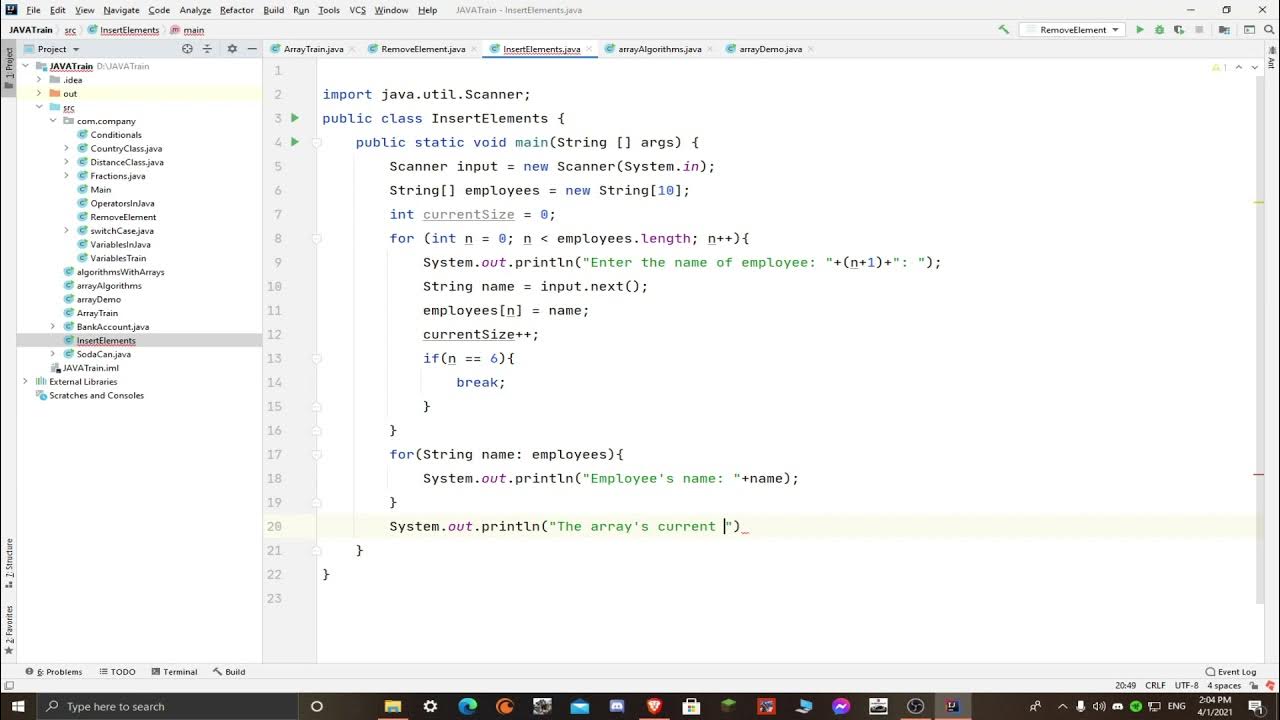 Arrays in Java Insert Elements part#4 إدراج عناصر في Array في جافا ...