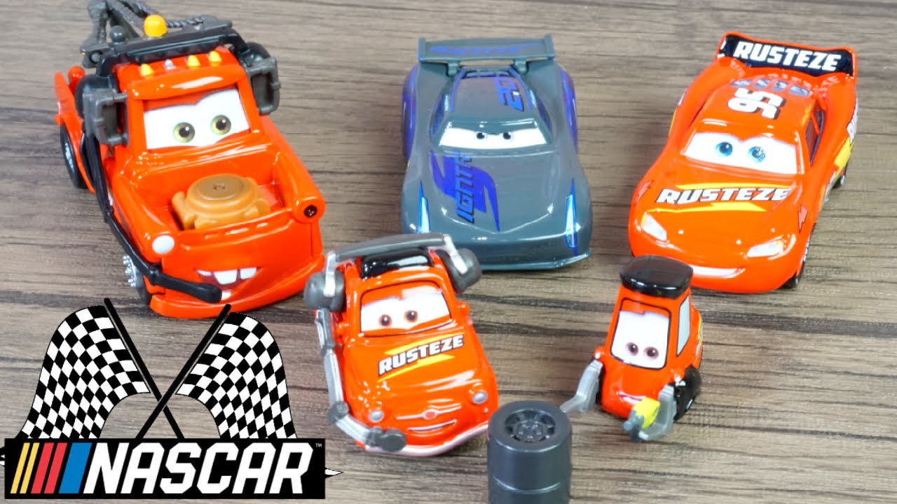 Disney Cars NASCAR Series Red Mater Luigi Guido Piston Cup Racers - YouTube