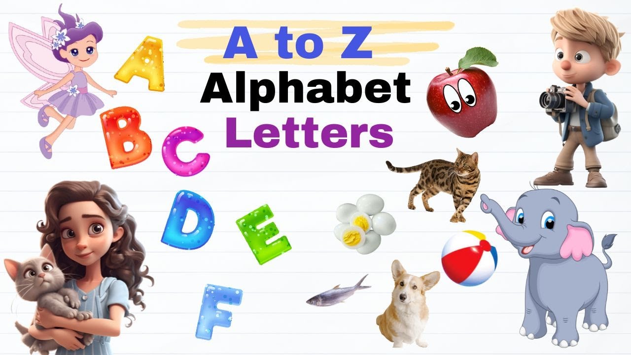 ABCD Alphabet letters A to Z Learn colorful words Alphabets for kids ...