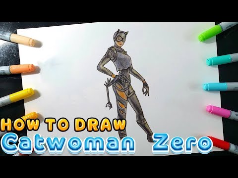 How to draw CATWOMAN ZERO skin - Fortnite - YouTube
