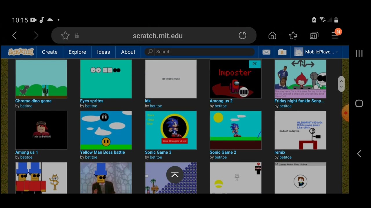 Playing my mobile scratch games on mobile - YouTube