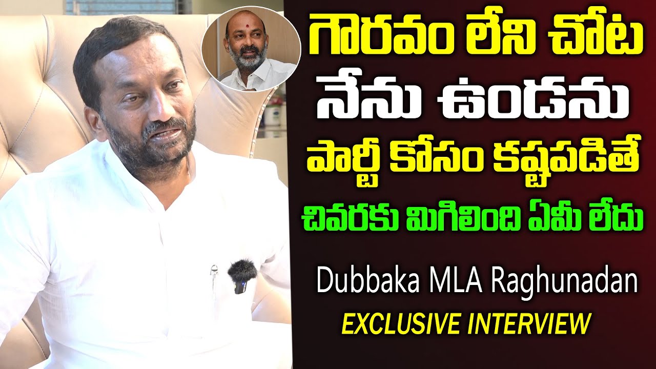 గౌరవం లేని చోట నేను ఉండను | Dubbaka MLA Raghunandan Rao Exclusive ...