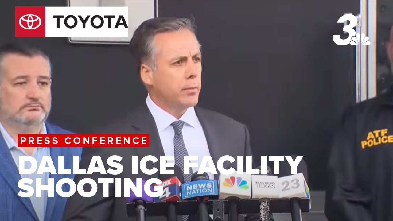 Press conference on shooting at ICE facility in Dallas - YouTube
