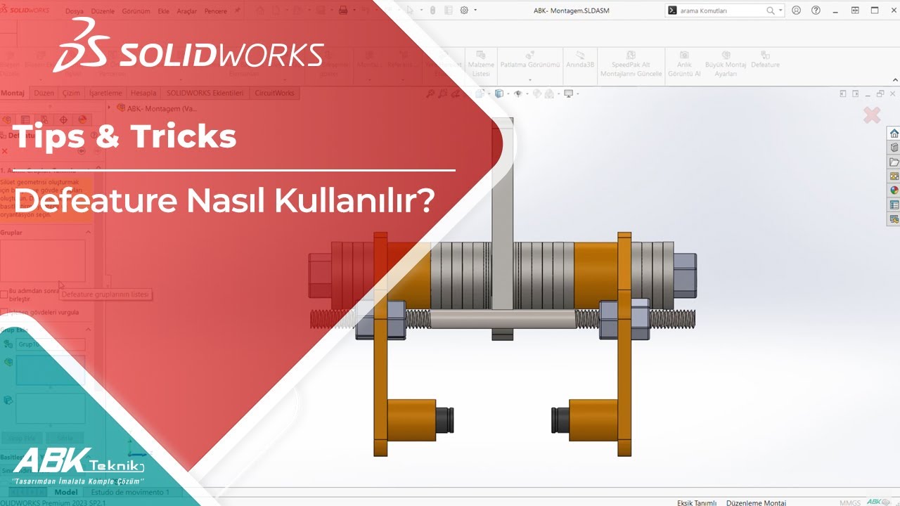 SOLIDWORKS Tips & Tricks- Defeature Nasıl Kullanılır? - YouTube