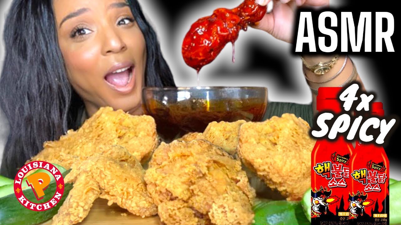 ASMR MUKBANG | @NikocadoAvocado NUCLEAR FIRE CHICKEN CHALLENGE by ...