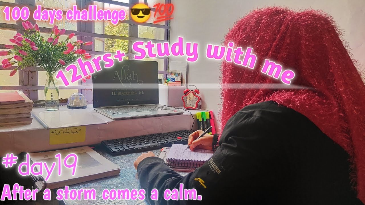 12hrs+ study with me live🙈pomodoro 90/10 ️with breaks ️ background ...