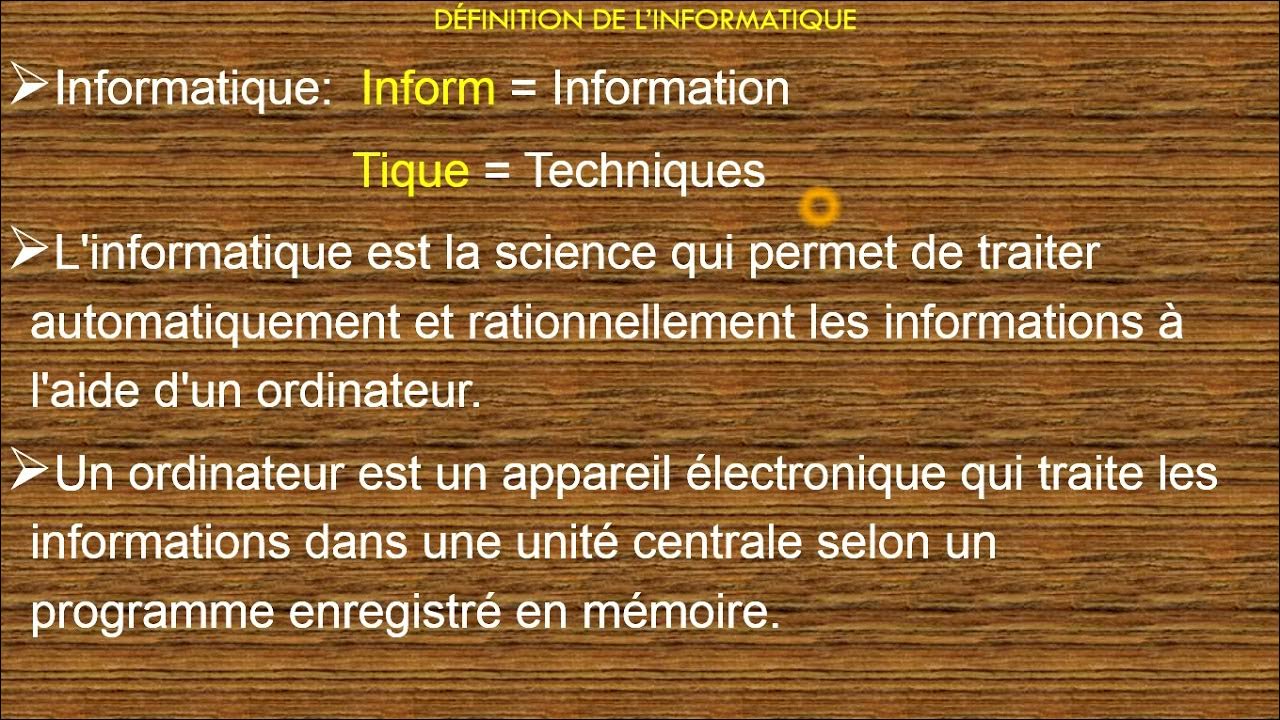 Cours 1 :Algorithmique et Structures de Données 1: Introduction à l’Informatique 2/5 - YouTube