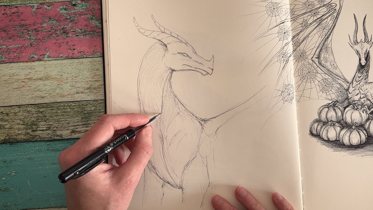 Dragon Outline Sketch: A Simple Guide - REALTIME - YouTube