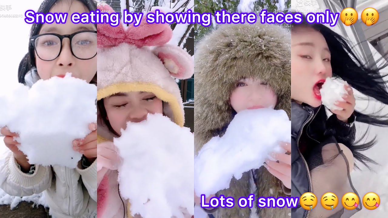 Snoweating videos ️ ️ LOT OF SNOW EATING BY SHOWING THERE FACES ONLY🤭😋😋 ...