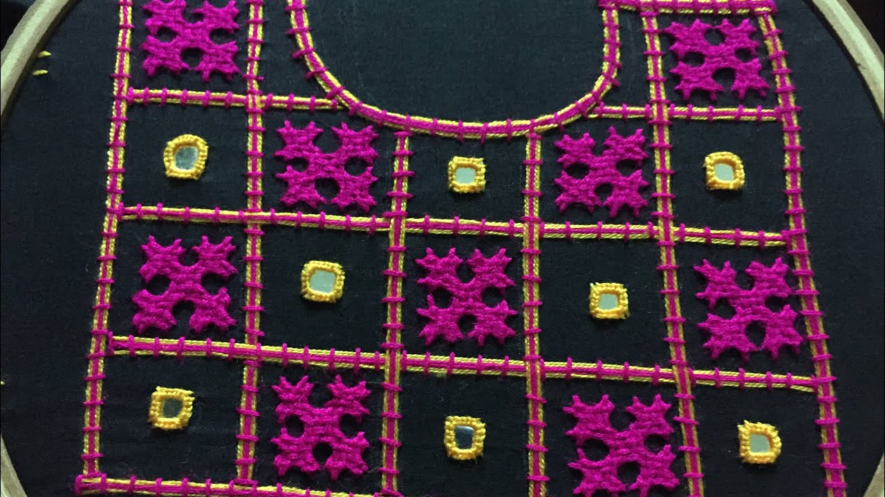 Hand embroidery neckline embroidery design with gujrati stitch by ...