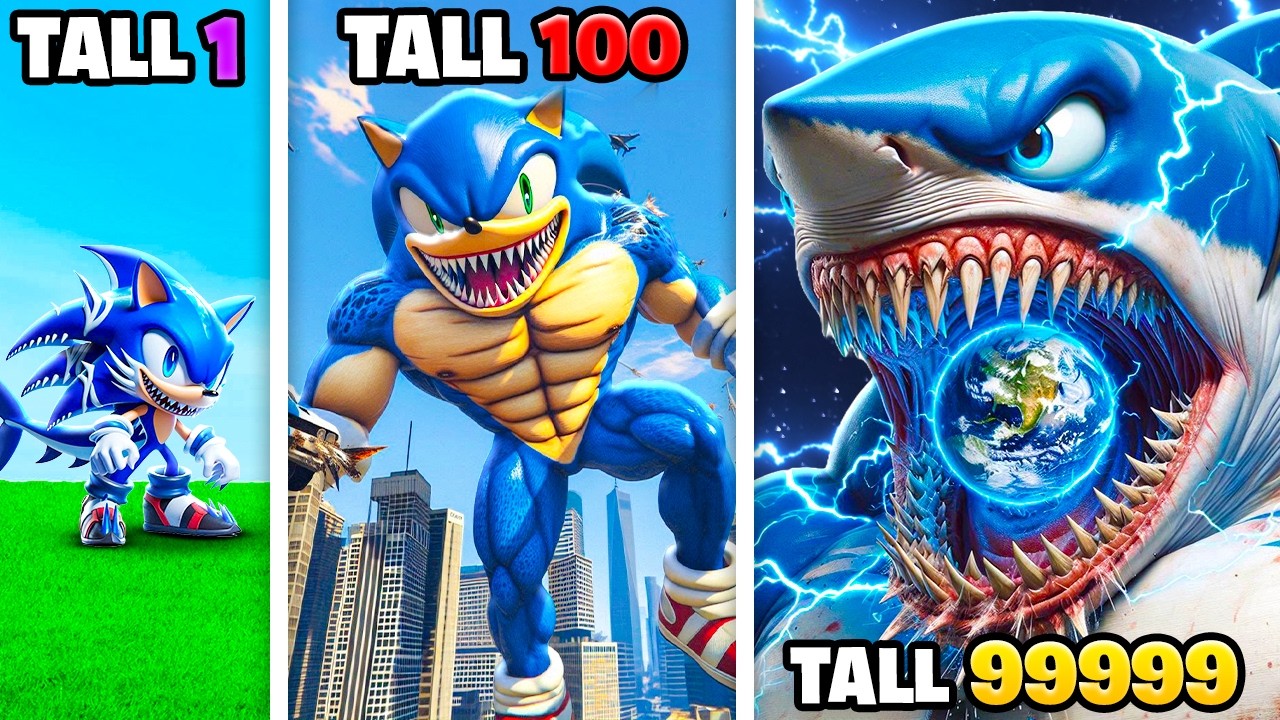 Shortest To TALLEST SONIC SHARK In GTA 5! - YouTube