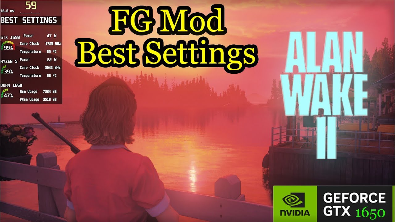 {FRAME GENERATION MOD) GTX 1650 - Alan Wake 2 60 FPS , Best settings ...