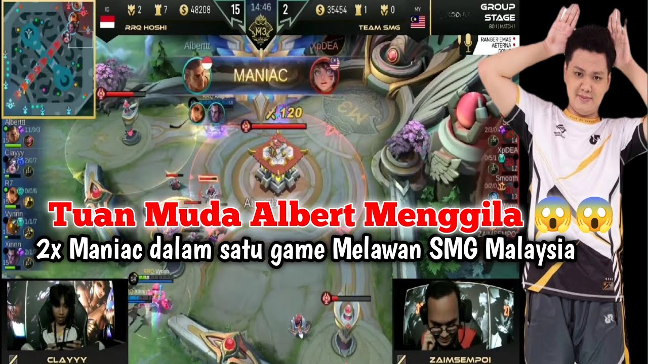 Maniac Pertama & Kedua Rrq albert di MLBB M3 WORLD CHAMPIONSHIP. - YouTube