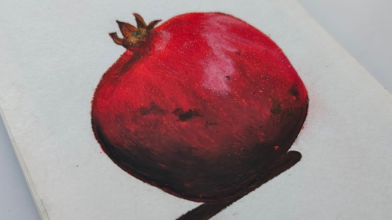 How to Draw Realistic Pomegranate Using Oil Pastel / Realistic Oil ...