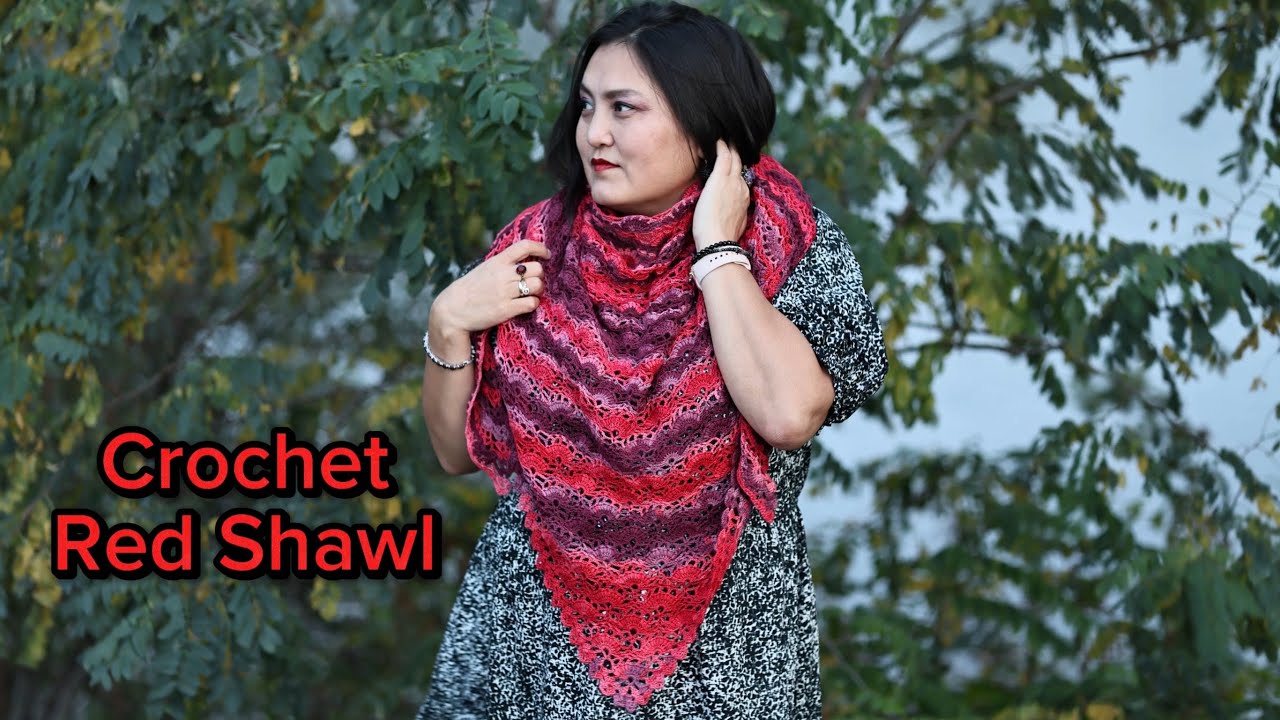 ️ Crochet Red Shawl ️ You will love this ️Awesome ️Step by Step ...