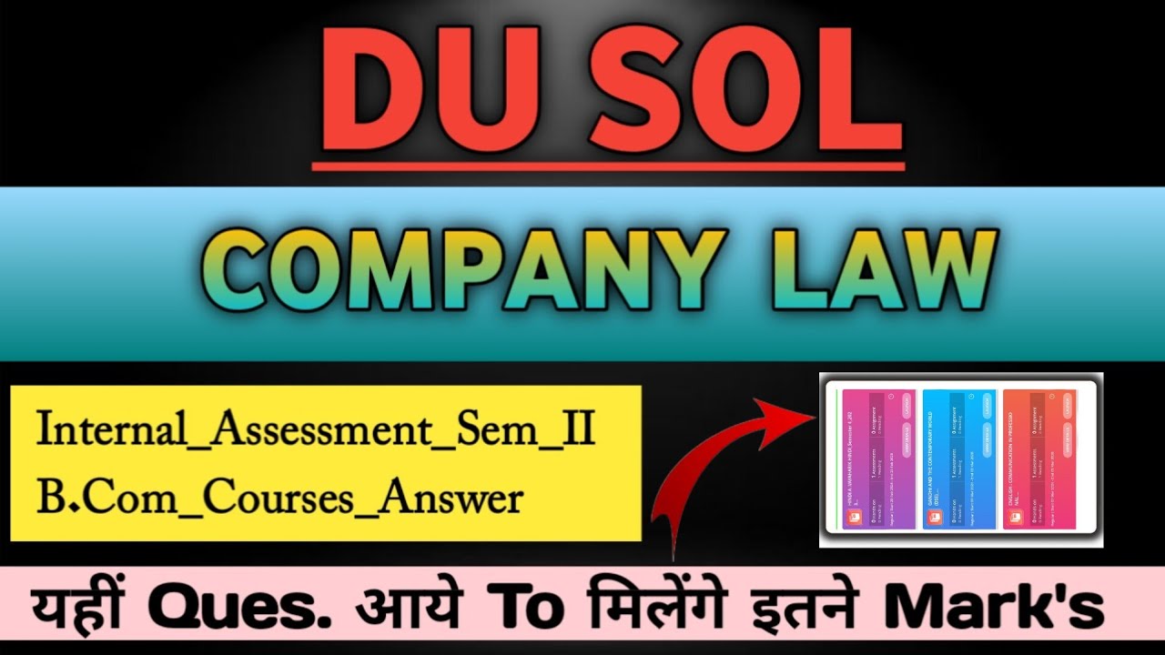 Company Law Answer Key Semester II | DU SOL B.COM Course | Confirm Mark ...