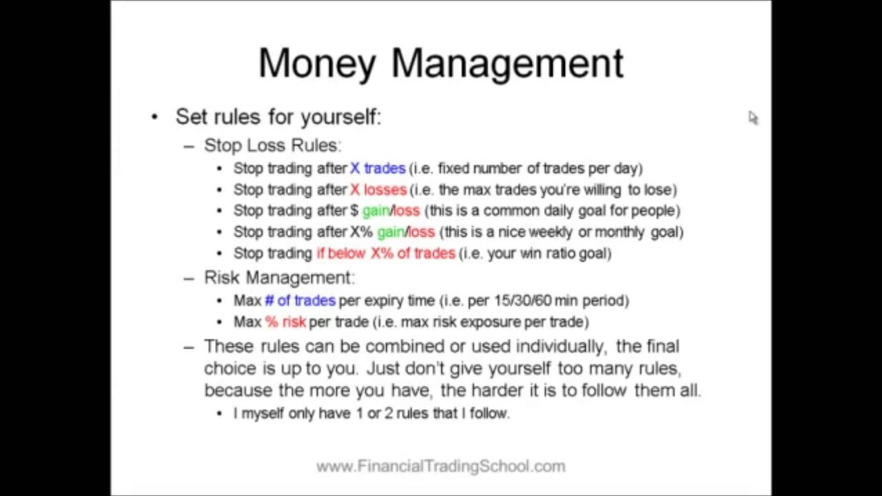Binary Options Course : Money Management Video -11 - YouTube