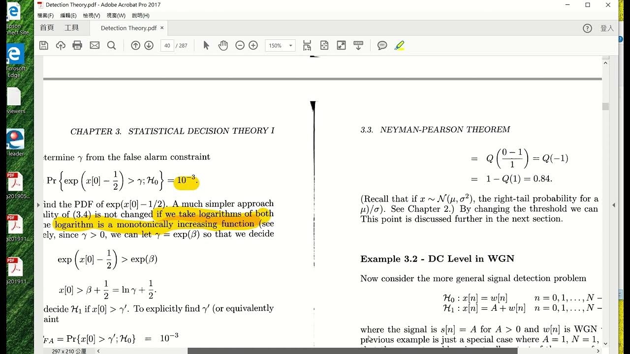 NTHU COM 5232 Detection and Estimation Theory 2023 Week 3 & 4 part 3 - YouTube
