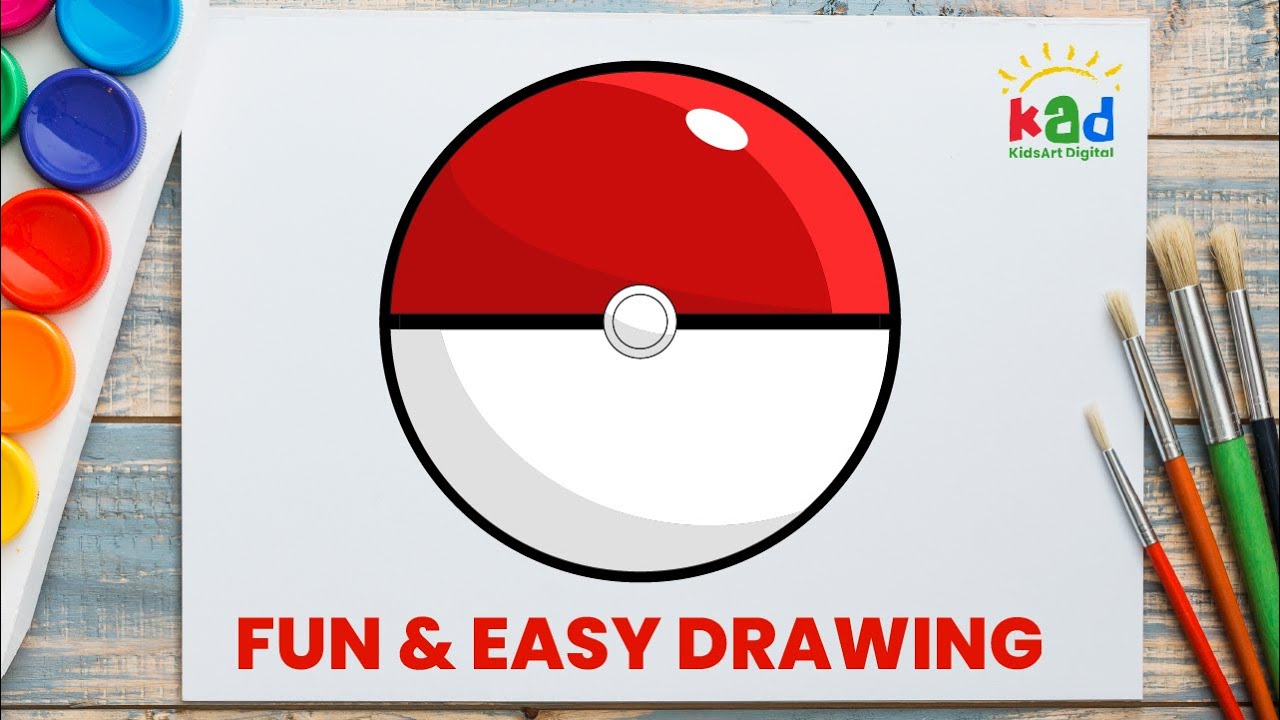 How To Draw A Poké Ball From Pokémon | Digital Drawing for Kids - YouTube