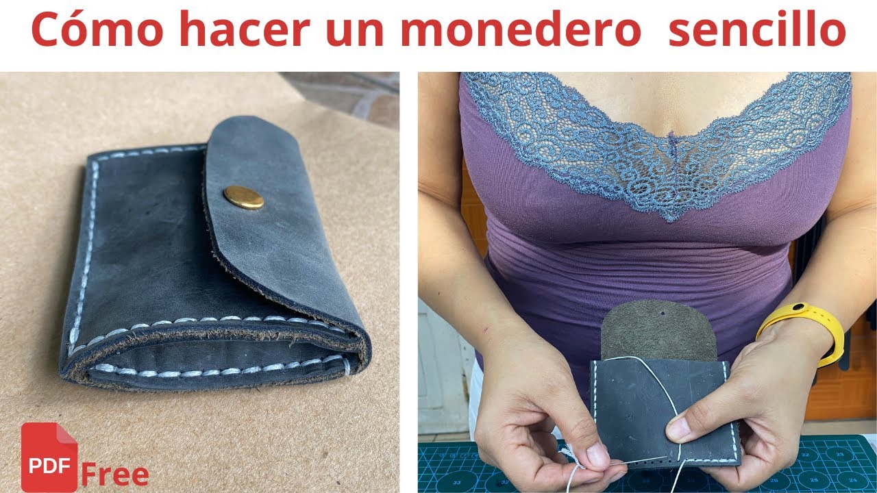 Cómo hacer un monedero cuadrado cosido a mano (patrón pdf gratis) - YouTube