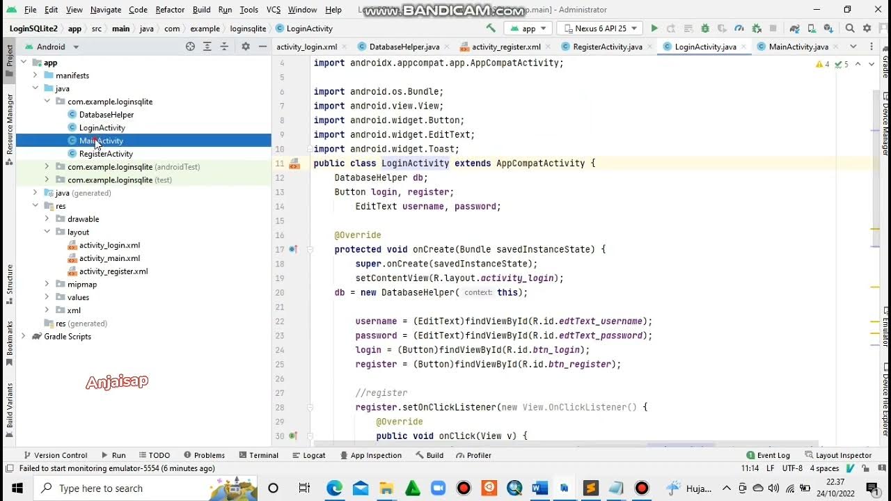Belajar membuat Login dan Register Android Studio - YouTube