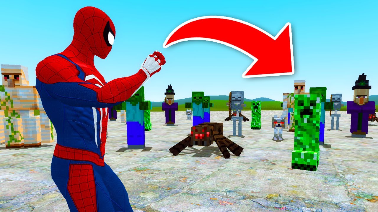Spiderman Fights Minecraft Mobs In Garry's Mod! - YouTube