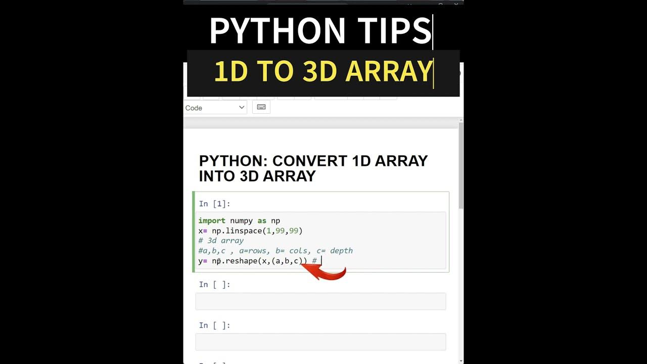 PYTHON CONVERT 1D ARRAY TO 3D ARRAY| #python #shorts #viral #pythonforbeginners #pythontutorial ...