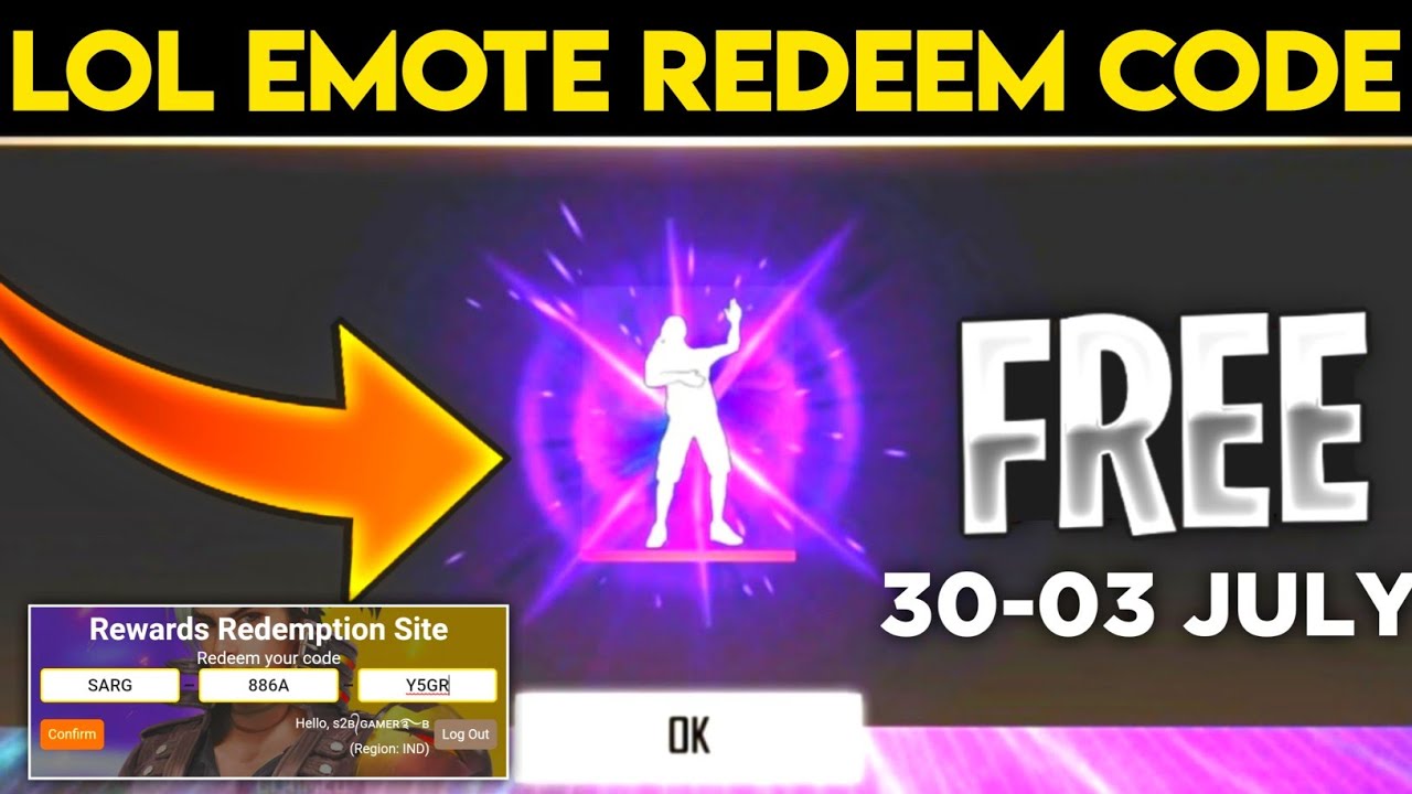 LOL EMOTE REDEEM CODE FREE FIRE TODAY | FREE FIRE REDEEM CODE TODAY 🔥 ...
