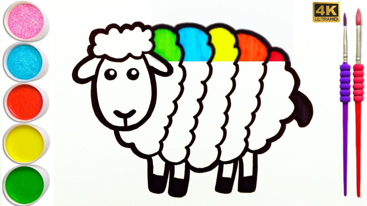 Cute Rainbow Sheep drawing for kids & toddlers | Easy Sheep drawing ...