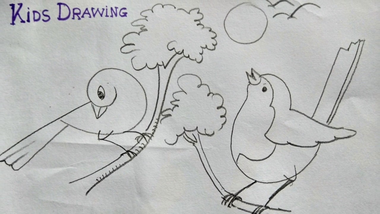How to draw two birds step by step || draw by Indian artist || Ramdhanu ...