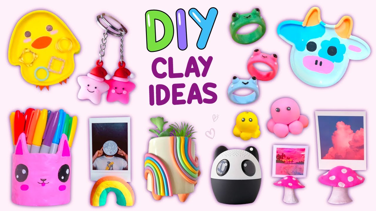 10 DIY CUTE CLAY IDEAS - HANDMADE KEYCHAIN - PEN HOLDER and More Cute ...