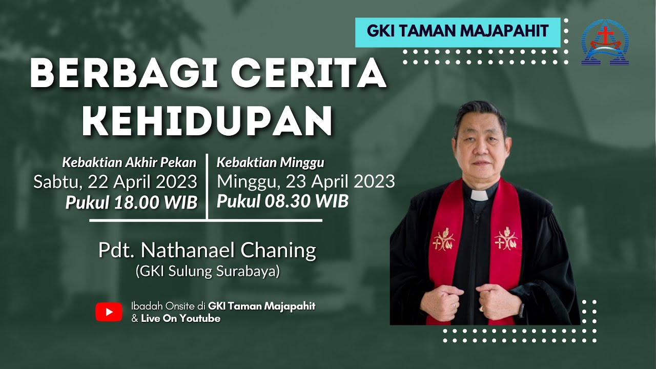 Ibadah Minggu Gki Taman Majapahit Minggu 23 April 2023 Youtube