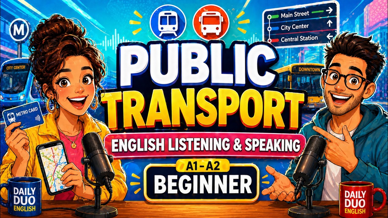 🚍 Taking Public Transport – Beginner English Listening & Speaking ...