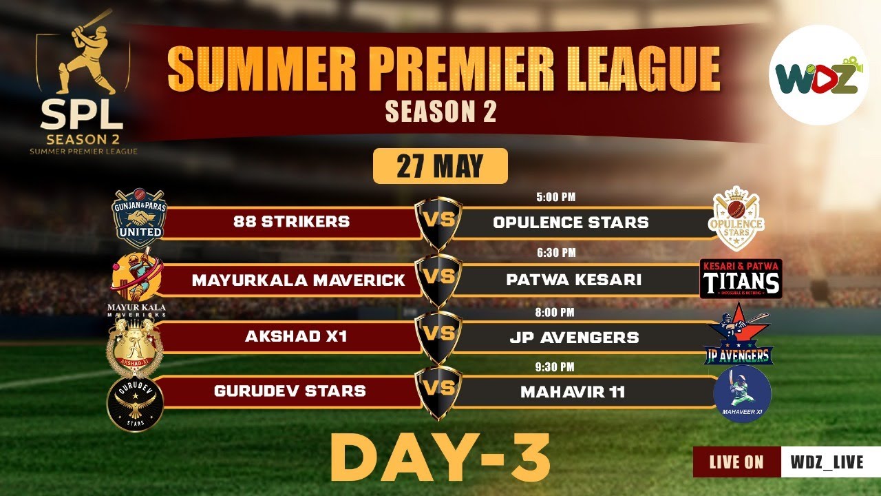 Summer Premier League Season 1 || Day 3 || WDZ LIVE - YouTube