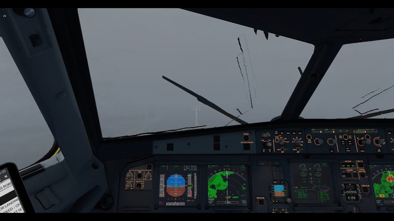 Low visibility approach. A320 - ILS CAT III approach at Boryspil with ...