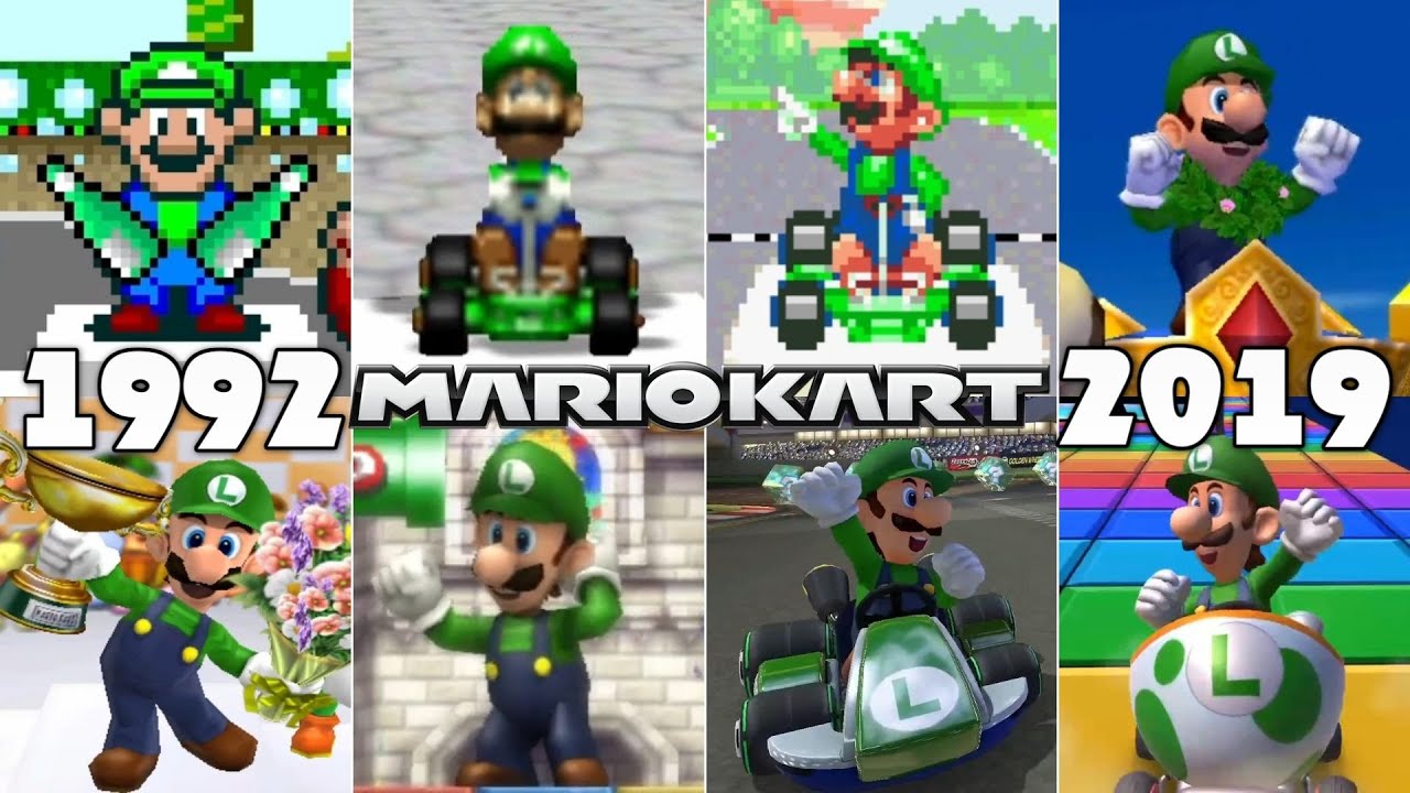 Evolution Of 1st Place (Luigi) In Mario Kart Games [1992-2019] - YouTube