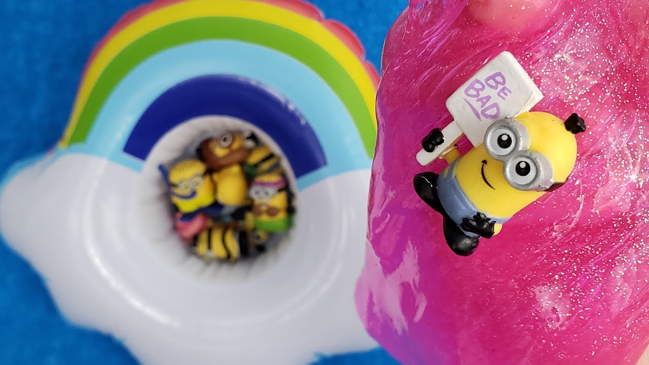 MINIONS WITH SLIME GLITTER PLAYING (ANIMATION FOR KIDS) - YouTube