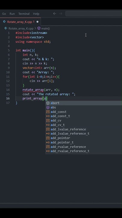 Rotate an Array to the Right by Up to K Places using C++ #shorts - YouTube