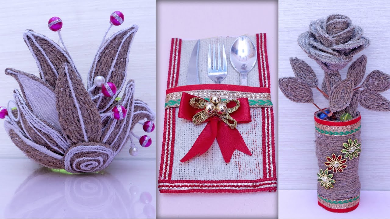 5 Amazing Jute Craft Ideas at Home || Handmade Home Decorating Idea ...