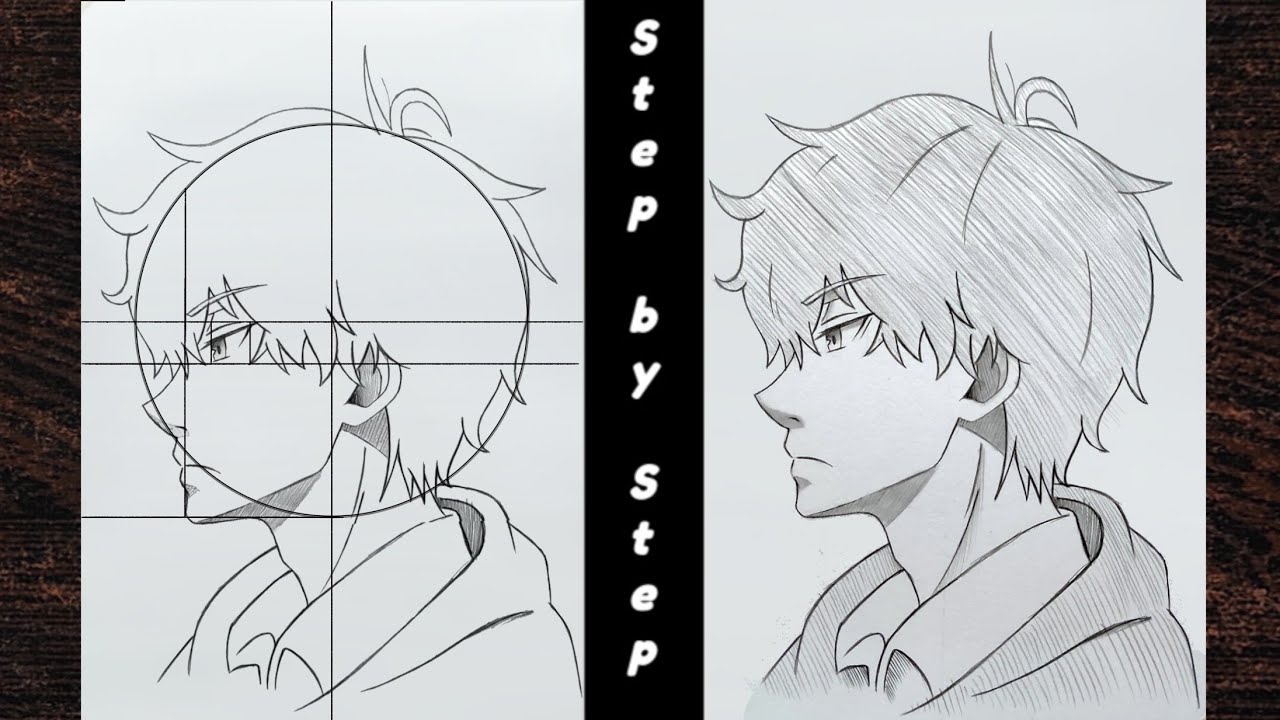 How to draw Anime boy(side view)step by step for beginners||Very easy ...