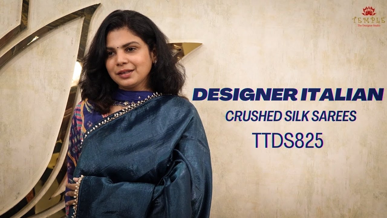 Designer Italian Crushed Silk Sarees | TTDS825 | templedesigner.com | # ...